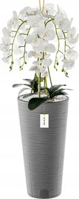 Orchidej umělá bílá kytice květy listy oblázky květináč Beton H 110 cm