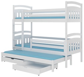 Patrová postel ALDA se třemi postelemi s nebesy Šířka: 87, Délka: 188, Obsahuje matraci: Ano
