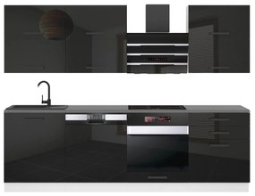 Kuchyňská linka Belini Premium Full Version 240 cm černý lesk s pracovní deskou MADISON