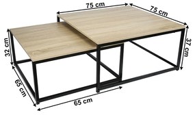 Set dvou konferenčních stolků, dub sonoma / černá, KASTLER NEW TYP 1