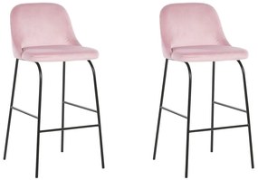 Sada 2 sametových barových židlí růžová NEKOMA Beliani