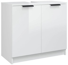Koupelnová skříňka lesklá bílá 64,5x33,5x59 cm kompozitní dřevo - Default Title