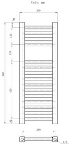 Erga Proper, topné těleso 800x300 mm, 314W, černá, ERG-LAV-PROP-8030-BK