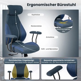 Costway Ergonomická kancelářská židle s lněnou látkou a nastavitelným opěradlem