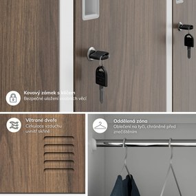 Šatní skříň BHP bílá / ořech, 6dveřová: Eco Design IGOR, 900 x 1850 x 450 mm