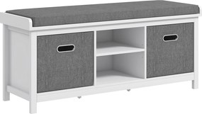 HOMCOM Botník se skládací policí a 2 vyjímatelnými šuplíky, 105x35x47 cm, Bílá a Šedá | Aosom