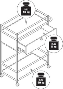 Tchibo - Kovový barový vozík »Cn3« se zásuvkou - barva: bílá