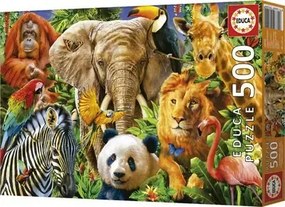 EDUCA Puzzle Koláž divokých zvířat / 500 dílků / od 11 let