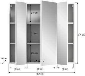 Koupelnová zrcadlová skříňka Vira, 82 cm, bílá