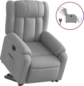 Elektrické zvedací polohovací křeslo světle šedé textil 3205340