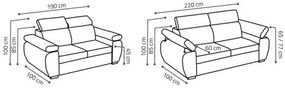 DABEK MEBLE SEATTLE sedací sestava 3+2 červená 190/220 x 85 - 100 x 100 cm