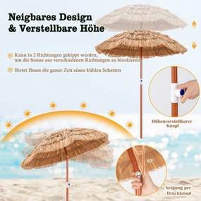 Costway Havajský plážový deštník s taškou a naklápěcím designovým stolním