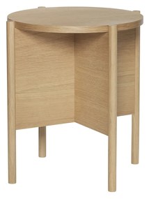 Hübsch Odkládací stolek, dubová dýha, přírodní, průměr 45 cm – 881515