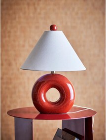 Červená/krémová keramická stolní lampa s textilním stínidlem (výška 42 cm) Panja – Bloomingville