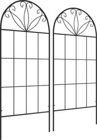 Outsunny Sada 2 zahradních treláží pro popínavé rostliny - Kov, 51 x 120 cm, Černá | Aosom