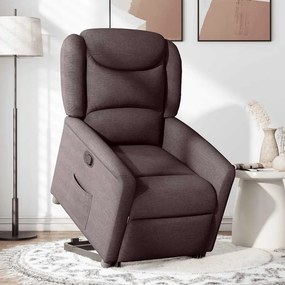 Zvedací polohovací křeslo tmavě hnědé textil 3303199