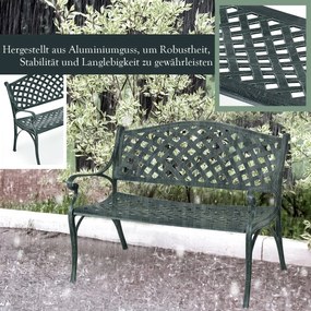 Costway Zahradní lavice hliníková s područkami antická – 103 × 55 × 82 cm