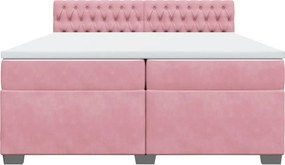 Box spring postel s matrací růžová 200x200 cm samet 3288713