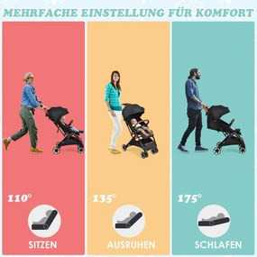 Costway Skládací kočárek cestovní kočárek s nastavitelným opěradlem a stříškou