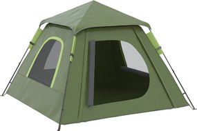 Outsunny Pop-up stan pro 2-3 osoby, přenosný, lehký, vodotěsný kempingový stan 2000mm UV50+ ochrana s oknem 210x210x150 cm, zelený | Aosom