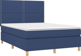 Box spring postel s matrací a LED modrá 140x190 cm textil 3135355