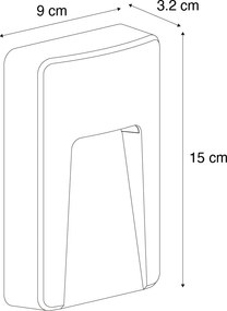 Sada 2 černých obdélníkových venkovních nástěnných svítidel vč. LED IP65 - Gem