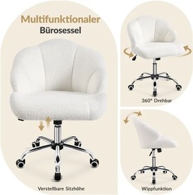 Kancelářská židle Yaheetech – sněhově bílá, polyester (267310100420)