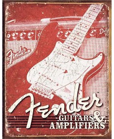Plechová cedule Fender Weathered 40 cm x 32 cm