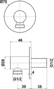 Sapho Sapho, Vyústění sprchy, kulatý, zlato mat, SG202G