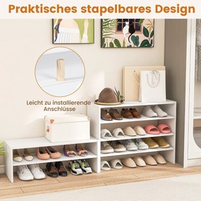 Costway Stojan na boty 78 cm Dlouhá horizontální skříňka na boty 2-vrstvý úložný