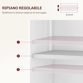 Skládací stůl HOMCOM s vyklápěcími deskami a 3 úrovněmi polic, úložná skříňka a kola, MDF, 130x80x76,5 cm, bílý