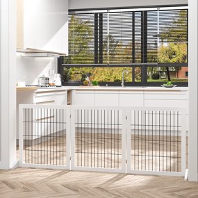 PawHut zábrana pro psy ochranný plot schodišťová brána 185 x 36 x 71 cm z borovicového dřeva v bílé barvě, ideální pro ochranu dveří a bezpečnost psů…
