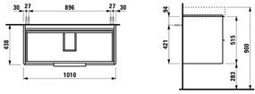 Laufen Base Skříňka pod umyvadlo 101 cm, 2 zásuvky, bílá lesklá H4024521102611