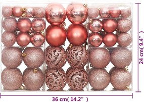 vidaXL Sada vánočních baněk 100 kusů [356102] Barva: Růžová