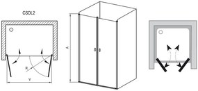 Ravak Sprchové dveře dvoudílné satin,     CSDL2-100   TRANSPARENT   0QVACU0LZ1 Profil: Lesk, Sklo: Hladké čiré CSDL2-100 TRANSPARENT
