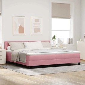 Postel s boxspringem s matrací s čelo Růžová 200 x 200 cm samet 3339133