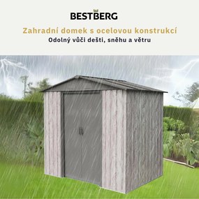 Zahradní domek BestBerg ZDB-2SD / 2,5 m² / 194 x 131 x 184 cm / dekor bílé dřevo/šedá