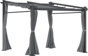 Pergola s terasovou střechou Outsunny, přibližně 3x3m, kryt terasy, zahradní pavilon, hliníková konstrukce, montáž na stěnu, pergola se skládací střec