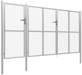 vidaXL Marketos Zahradní brána ocelová 400 x 150 cm stříbrná
