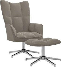 vidaXL Relaxační křeslo se stoličkou samet [328129] Barva: světle šedá