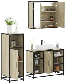 3dílný set koupelnového nábytku dub sonoma kompozitní dřevo 3300971