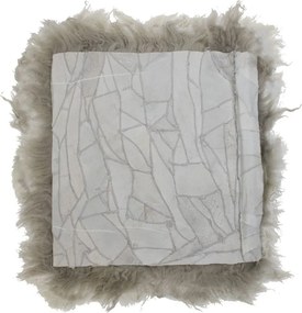 Kožený šedý podsedák dlouhý chlup Curly grey - 40*40*2cm