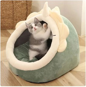 Roztomilý pelíšek pro kočky s chlupatou bambulkou na hraní Varianta: B, Velikost: L