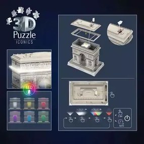 Ravensburger 3D Puzzle Iconics: Vítězný oblouk (Noční edice) / 216 díl