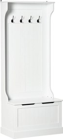 HOMCOM Moderní 3-in-1 volně stojící stojan na kabáty s 4 háčky, úložná lavice a ramínko na kabáty, úsporný vstup, chodba, nábytek do ložnice z dřeva,