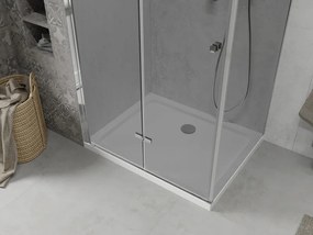 Mexen Lima, sprchový kout se skládacími dveřmi 90 (dveře) x 120 (stěna) cm, 6mm šedé sklo, chromový profil + slim sprchová vanička bílá + chromový sifon, 856-090-120-01-40-4010