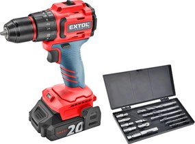 Vrtací šroubovák aku s příklepem SHARE20V, BRUSHLESS, 2Ah (2×), EXTOL PREMIUM 8891806