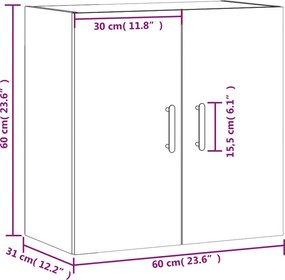 vidaXL Nástěnná skříňka 60 x 31 x 60 cm kompozitní dřevo [829978] Barva: bílá s vysokým leskem