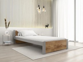 Postel IKAROS 90 x 200 cm, dub artisan/šedá Rošt: S lamelovým roštem, Matrace: Bez matrace