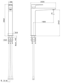 Sapho, DIMY stojánková umyvadlová baterie vysoká bez výpusti, prodloužená hubice, chrom, DM006
